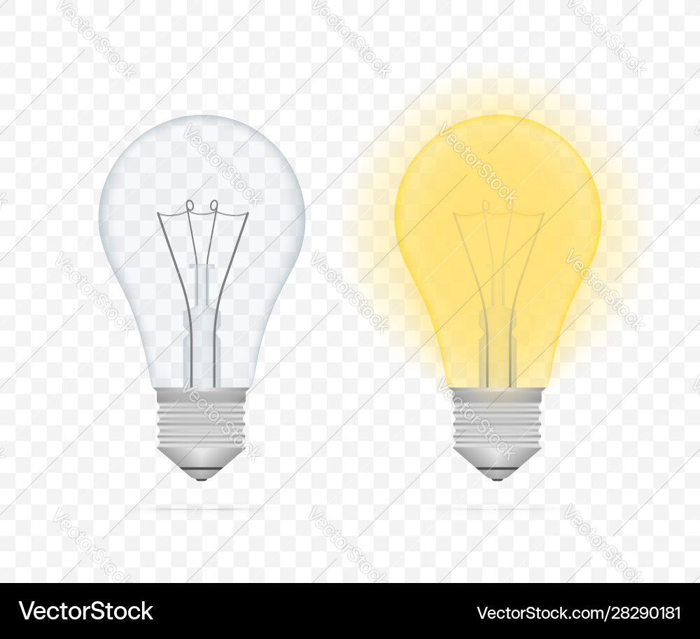 Realistic transparent light bulb lamp Royalty Free Vector