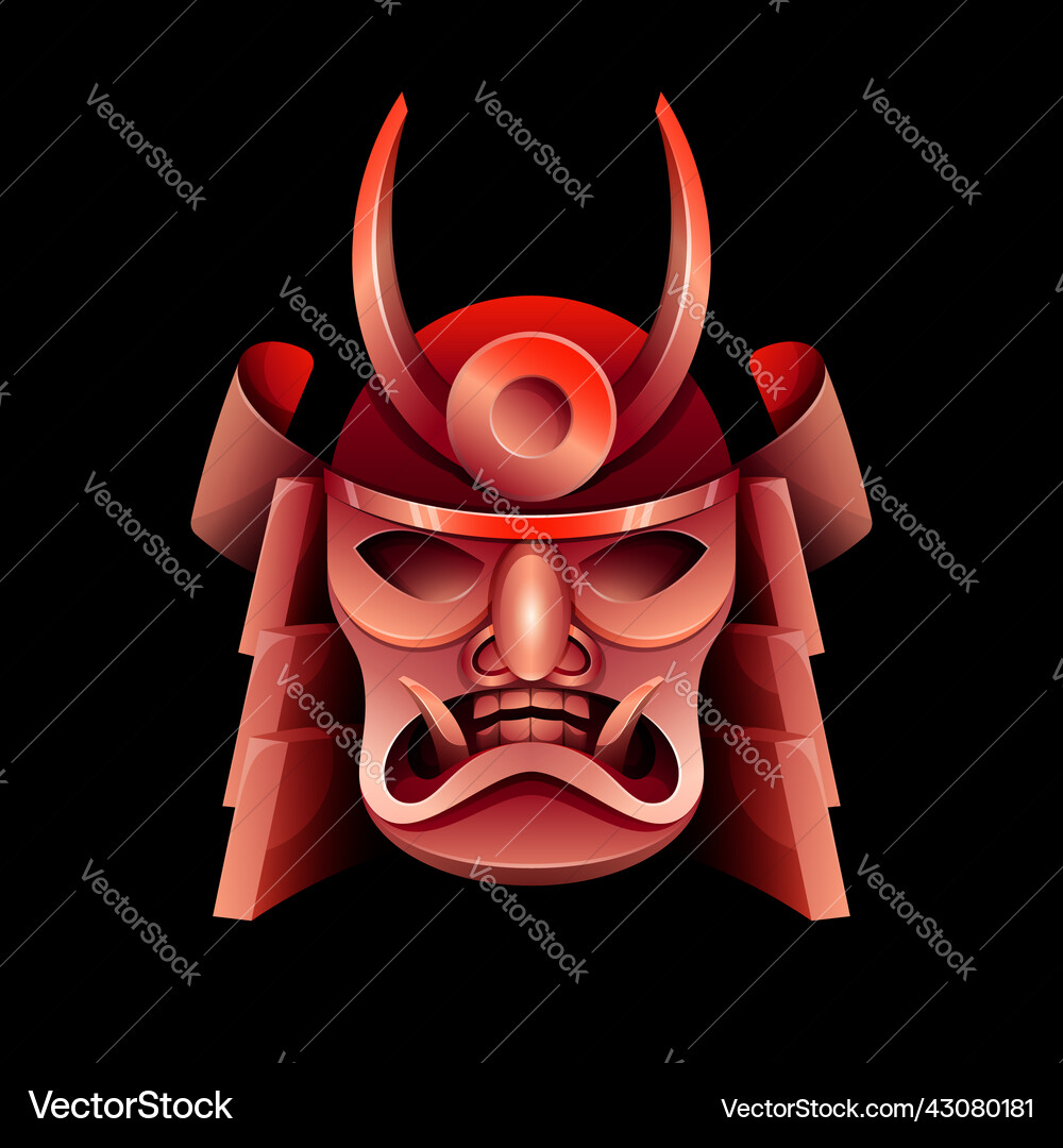 Samurai badge red mascot logo Royalty Free Vector Image