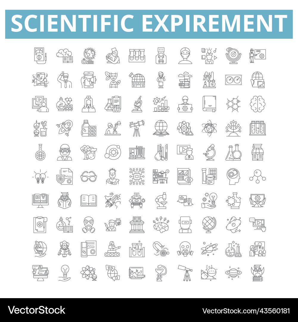 Scientific experiment icons line symbols web Vector Image