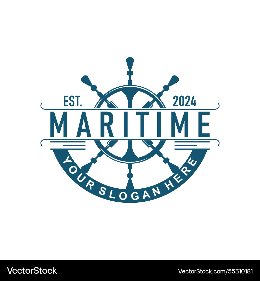 Ship rudder logo elegant nautical maritime simple Vector Image