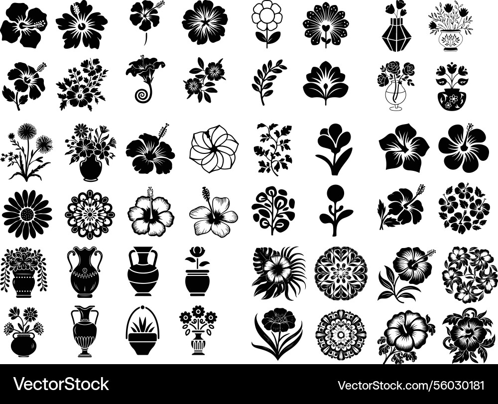 Simple flower icons incredible art Royalty Free Vector Image