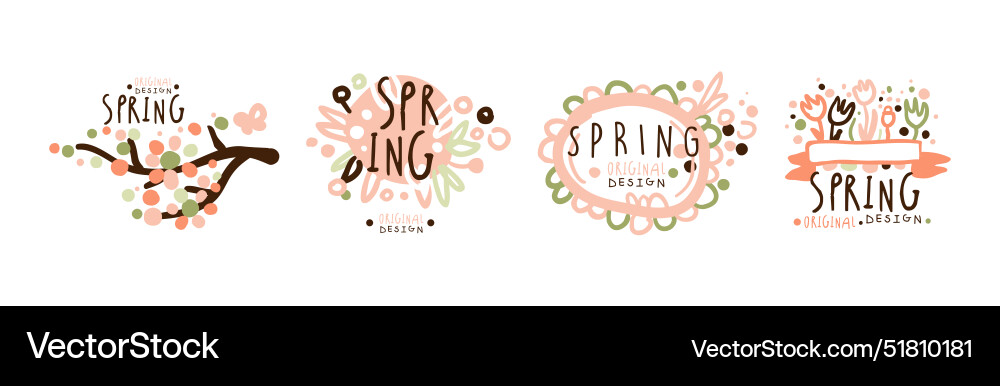 Spring label and logo original design set Vector Image