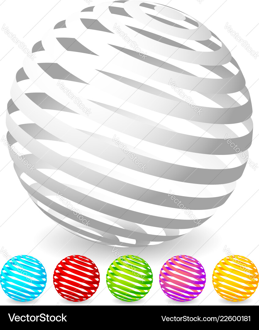 Striped spheres in 6 colors Royalty Free Vector Image