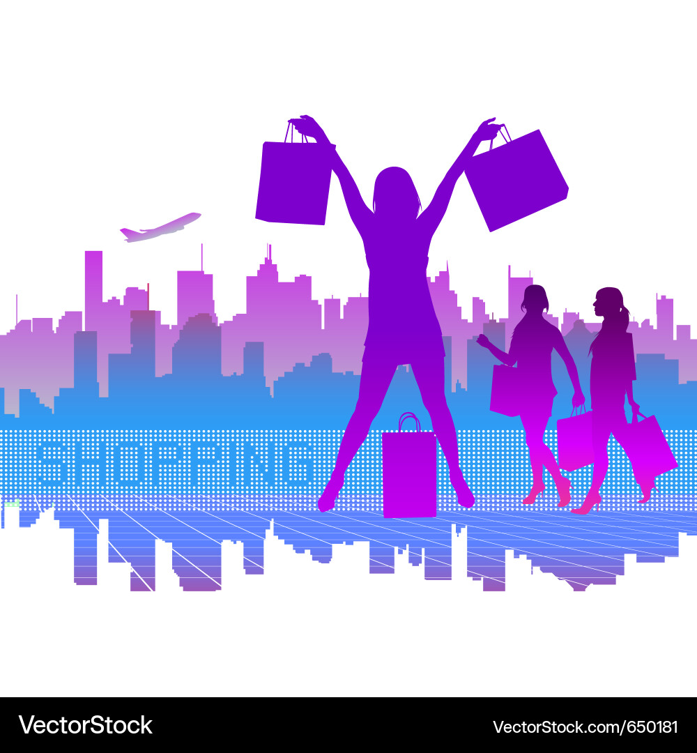 Urban Shopping Scene Royalty Free Vector Image