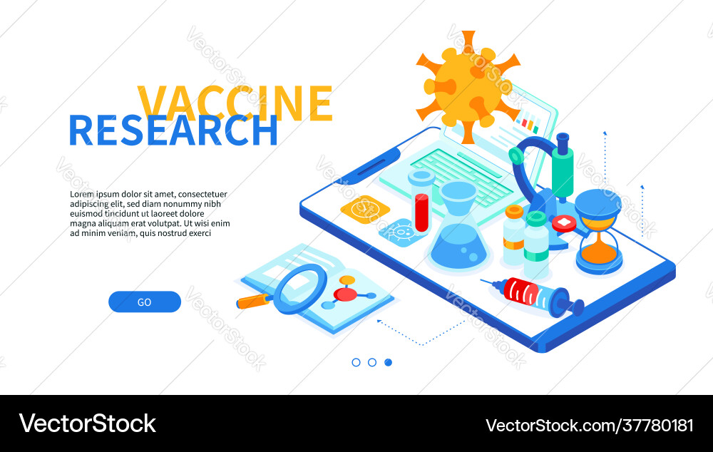 Vaccine research - modern colorful isometric web Vector Image