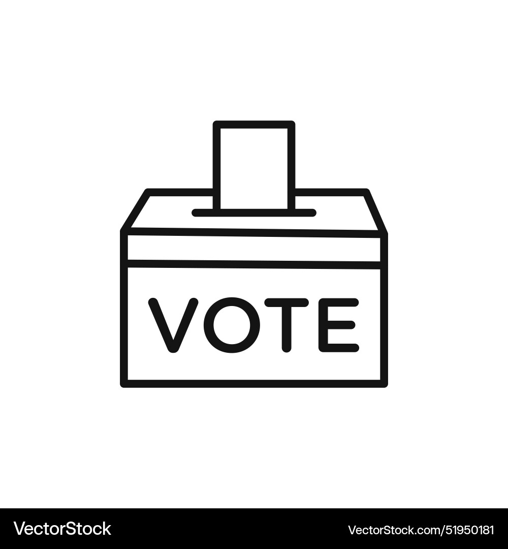 Voting ballot box logo sign outline Royalty Free Vector