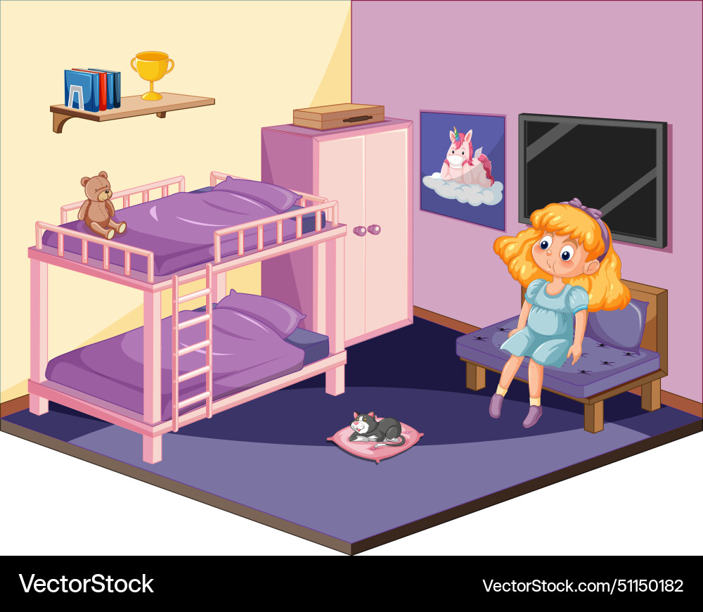 A child bedroom scene Royalty Free Vector Image