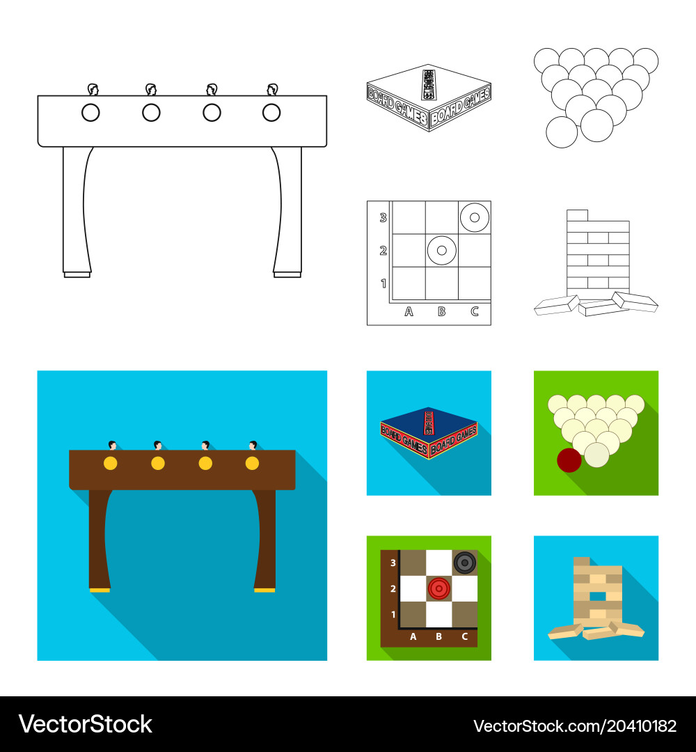 Board game outlineflat icons in set collection Vector Image