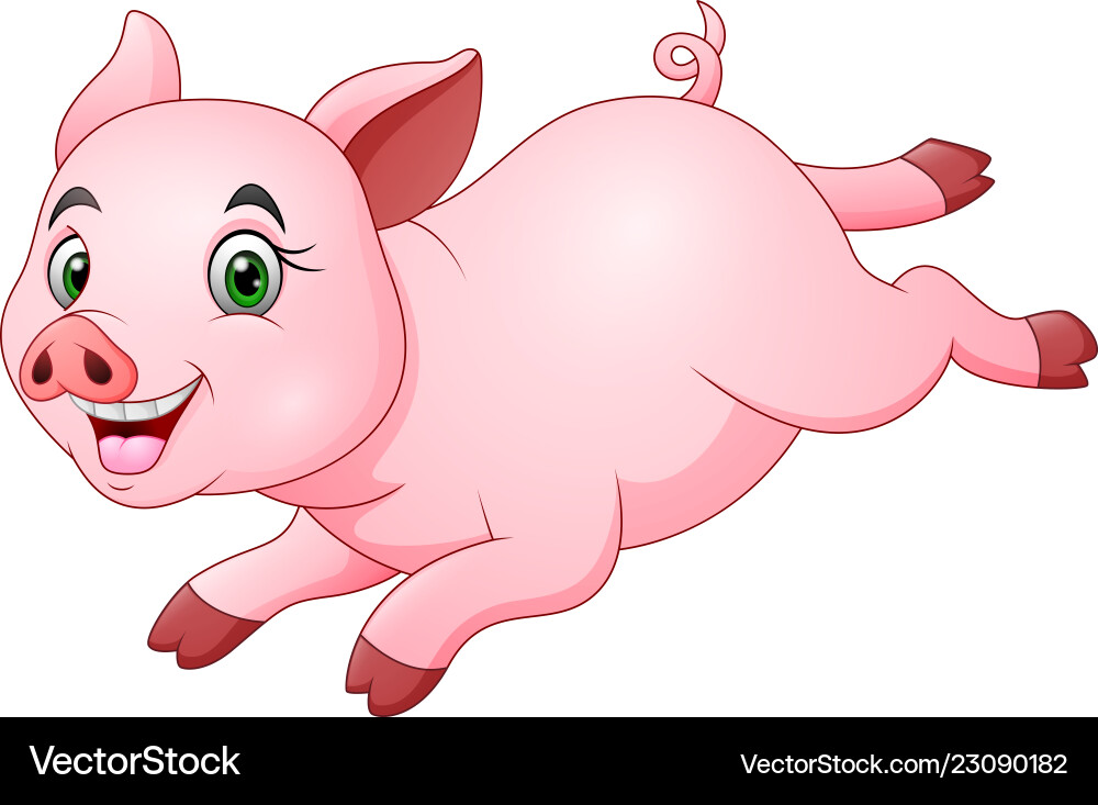 Cartoon happy pig running Royalty Free Vector Image