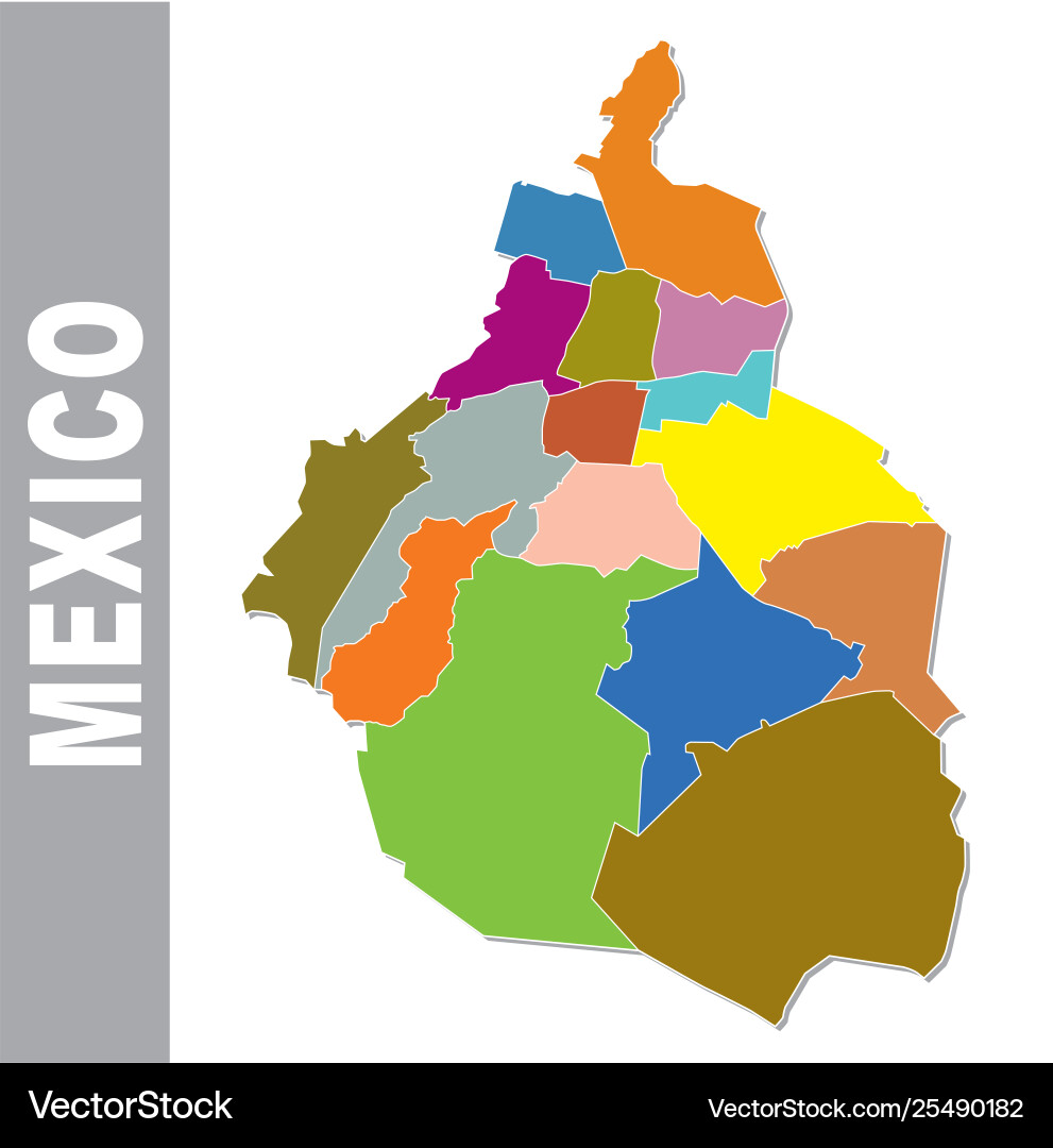 Colorful mexico administrative and political map Vector Image