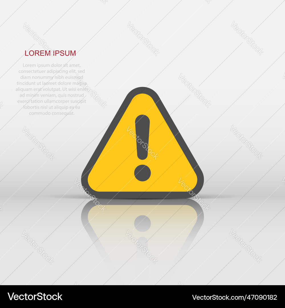 Exclamation mark icon in flat style danger alarm Vector Image