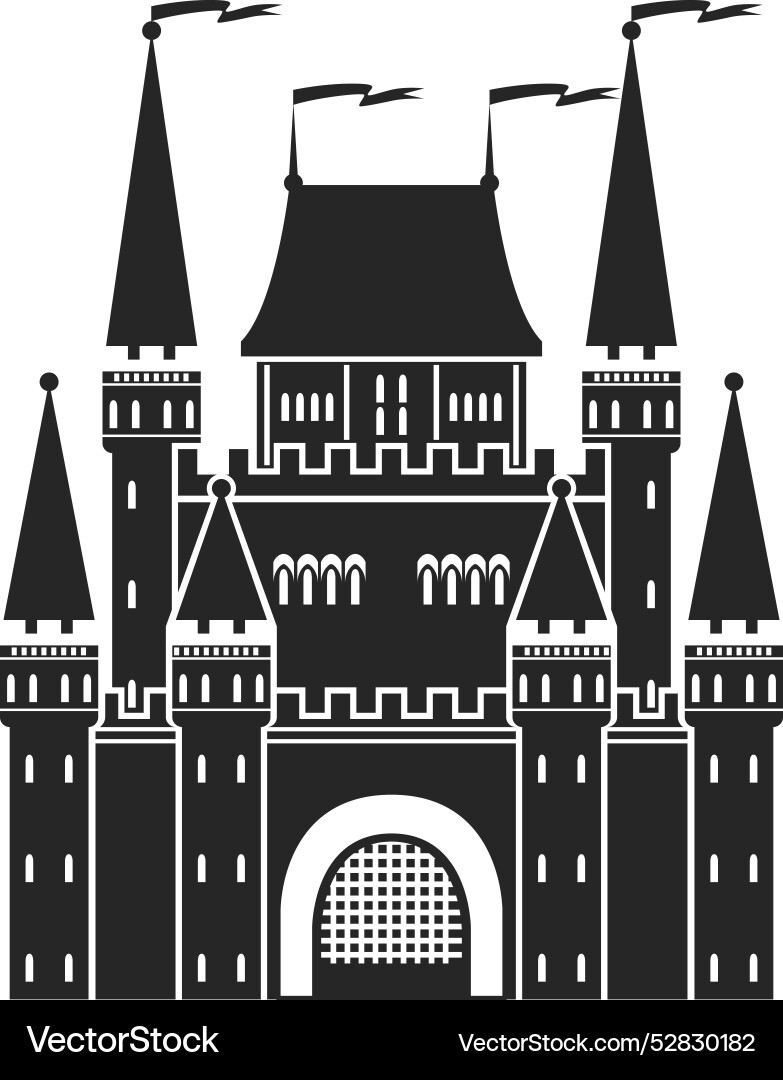 Fairytale castle black icon kid fantasy Royalty Free Vector