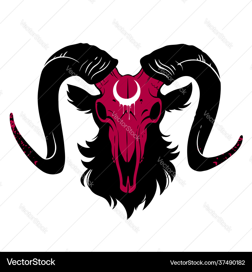 Goat red skull with black horns Royalty Free Vector Image