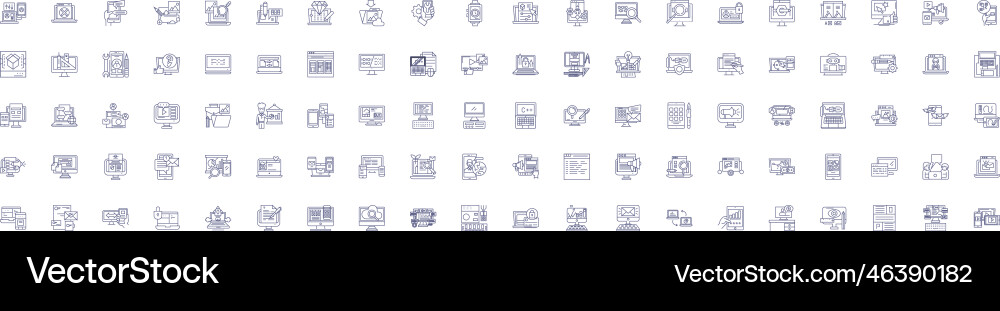 Interface line icons signs set design collection Vector Image