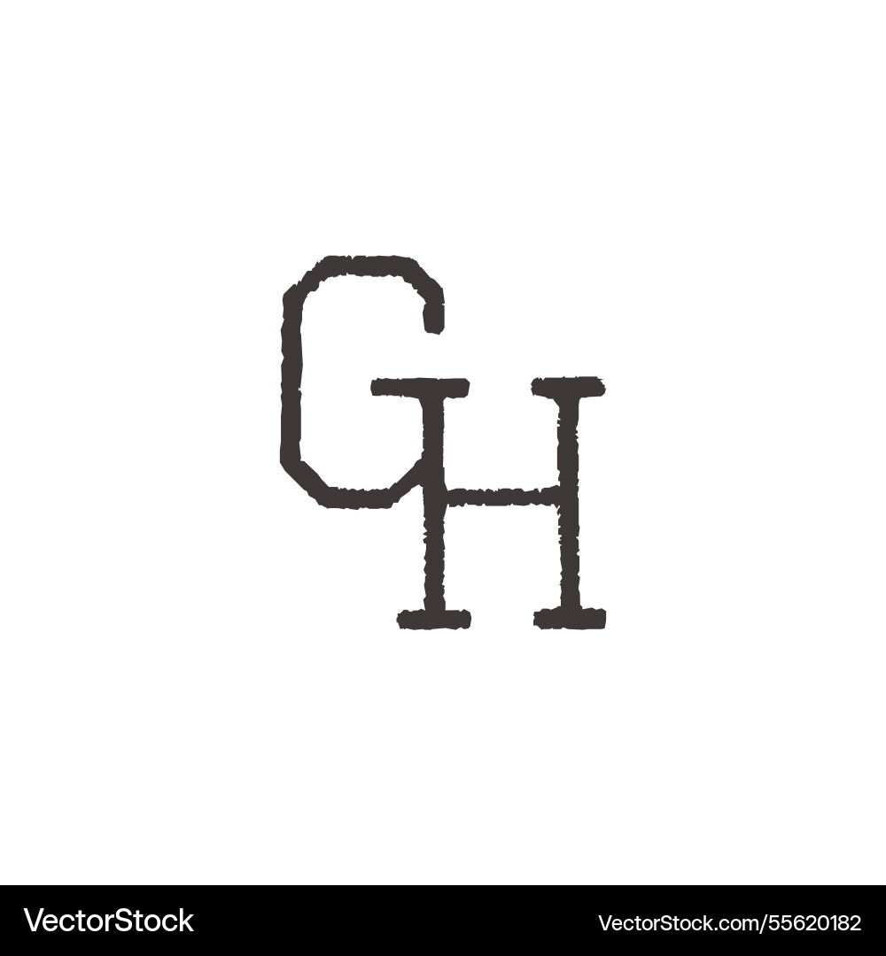 Letter gh vintage brush font simple logo Vector Image