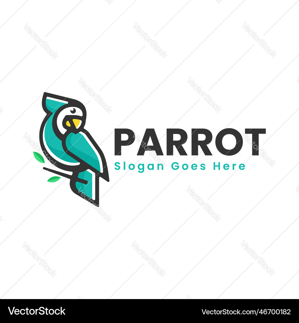 Logo parrot simple mascot style Royalty Free Vector Image