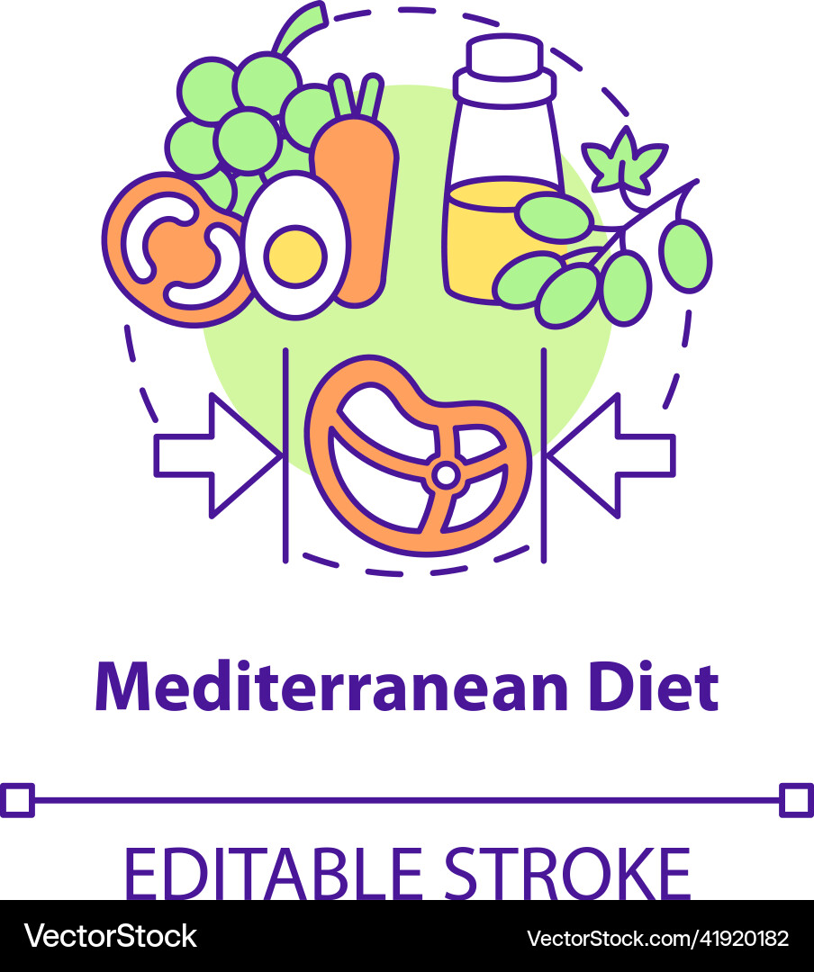 Mediterranean diet concept icon Royalty Free Vector Image