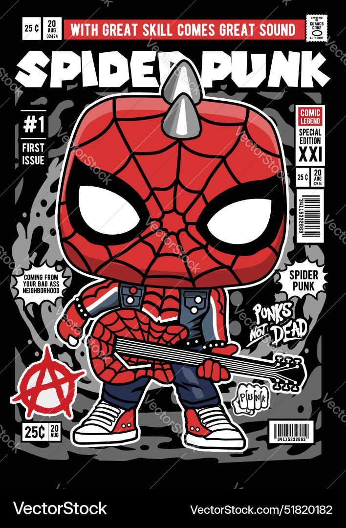 Pop art spider punk Royalty Free Vector Image - VectorStock