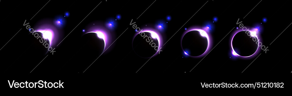 Purple space solar eclipse light glow in galaxy Vector Image