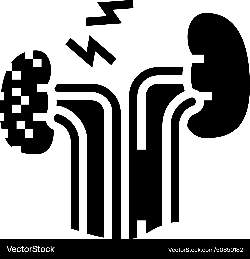 Renal failure urology glyph icon Royalty Free Vector Image
