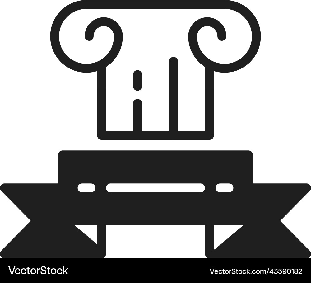Roman column with ribbon banner logo black Vector Image