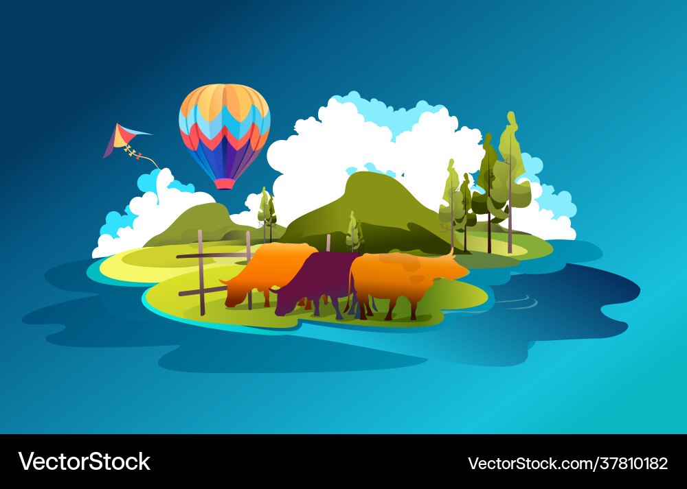 Rural landscape summer ecologically clean pastures