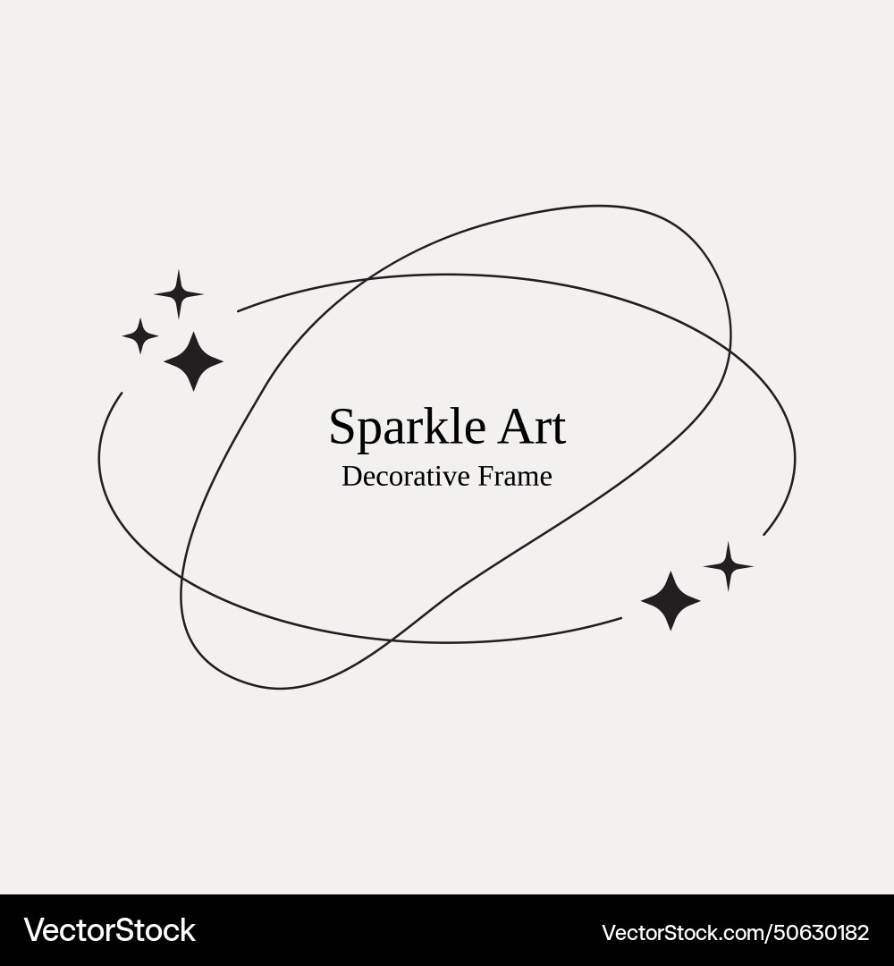 Sparkle oval monoline frame Royalty Free Vector Image