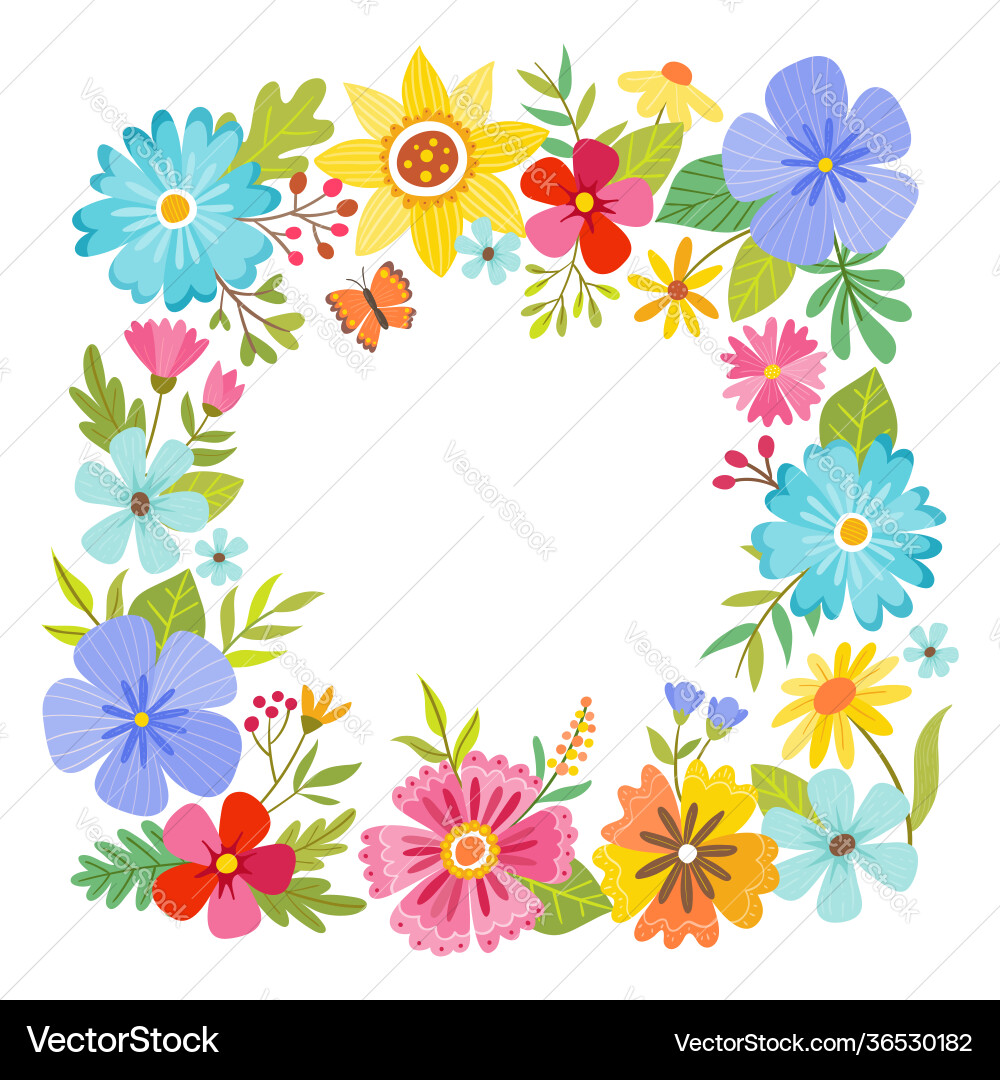 Square floral frame design Royalty Free Vector Image