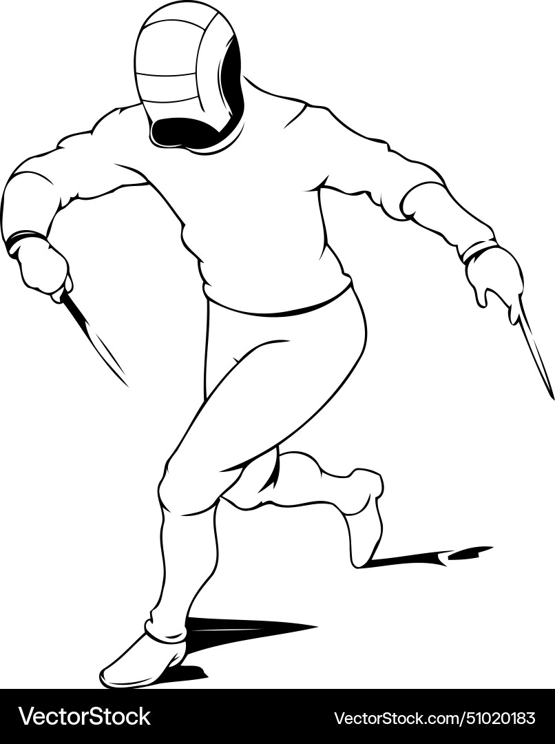 A male fencer in action Royalty Free Vector Image