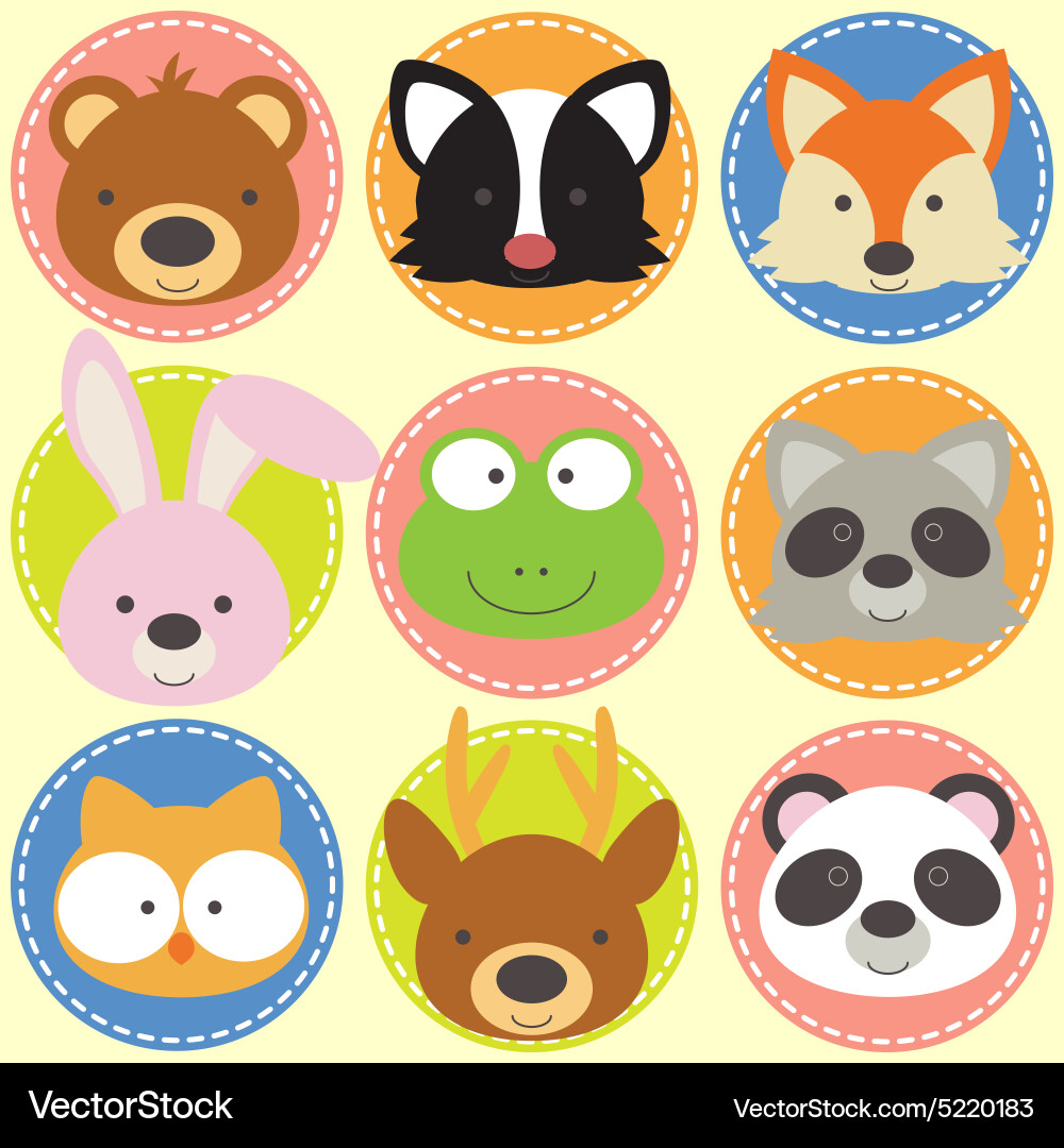Animals face Royalty Free Vector Image - VectorStock