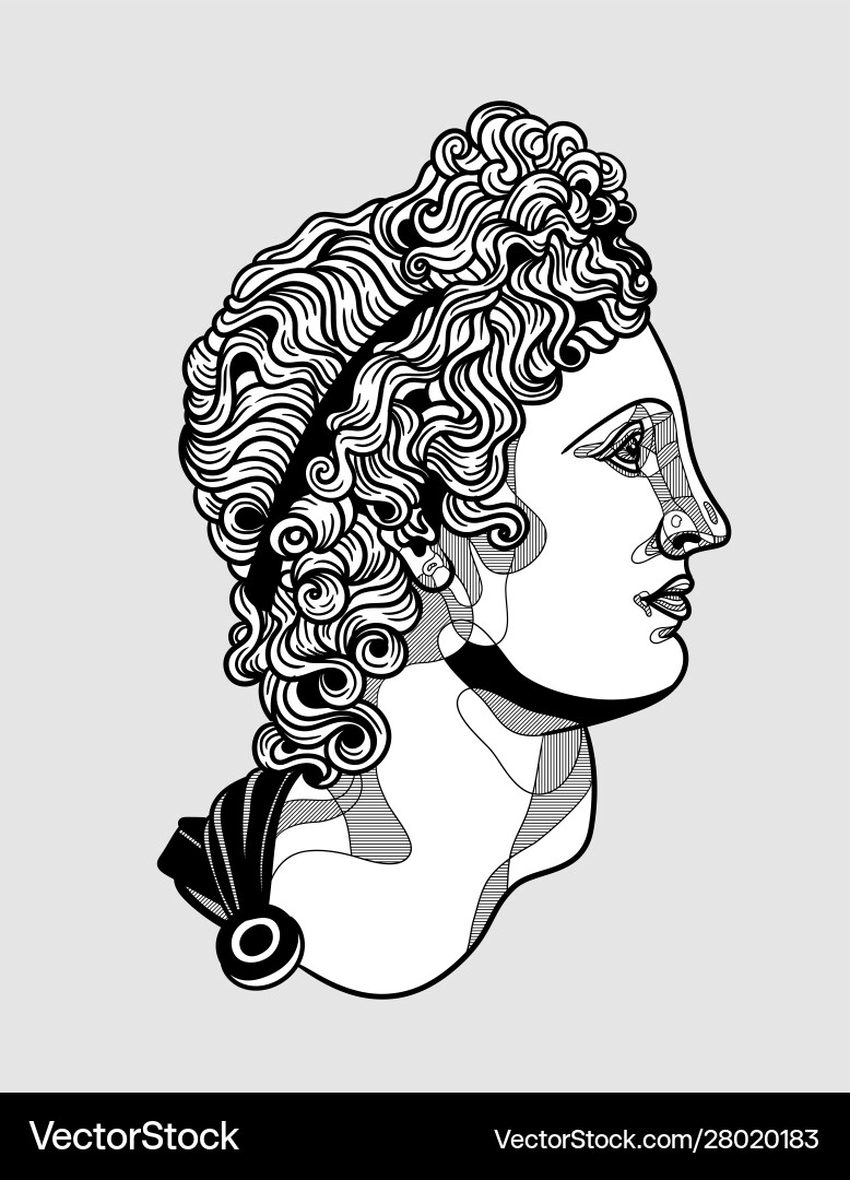 Apollo belvedere sculpture black and white Vector Image