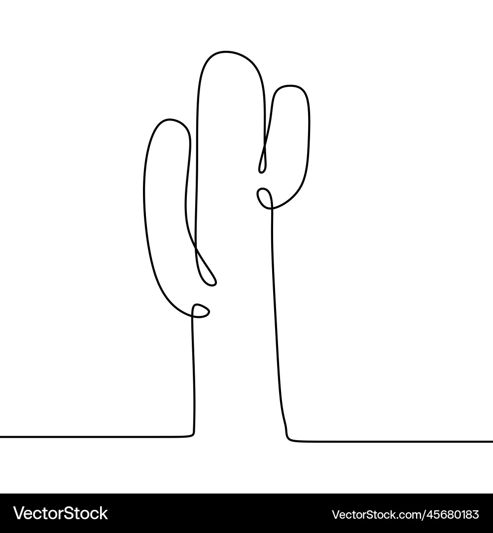 Cactus continuous line drawing Royalty Free Vector Image