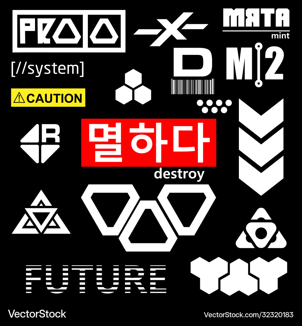 Cyberpunk style elements 3 Royalty Free Vector Image