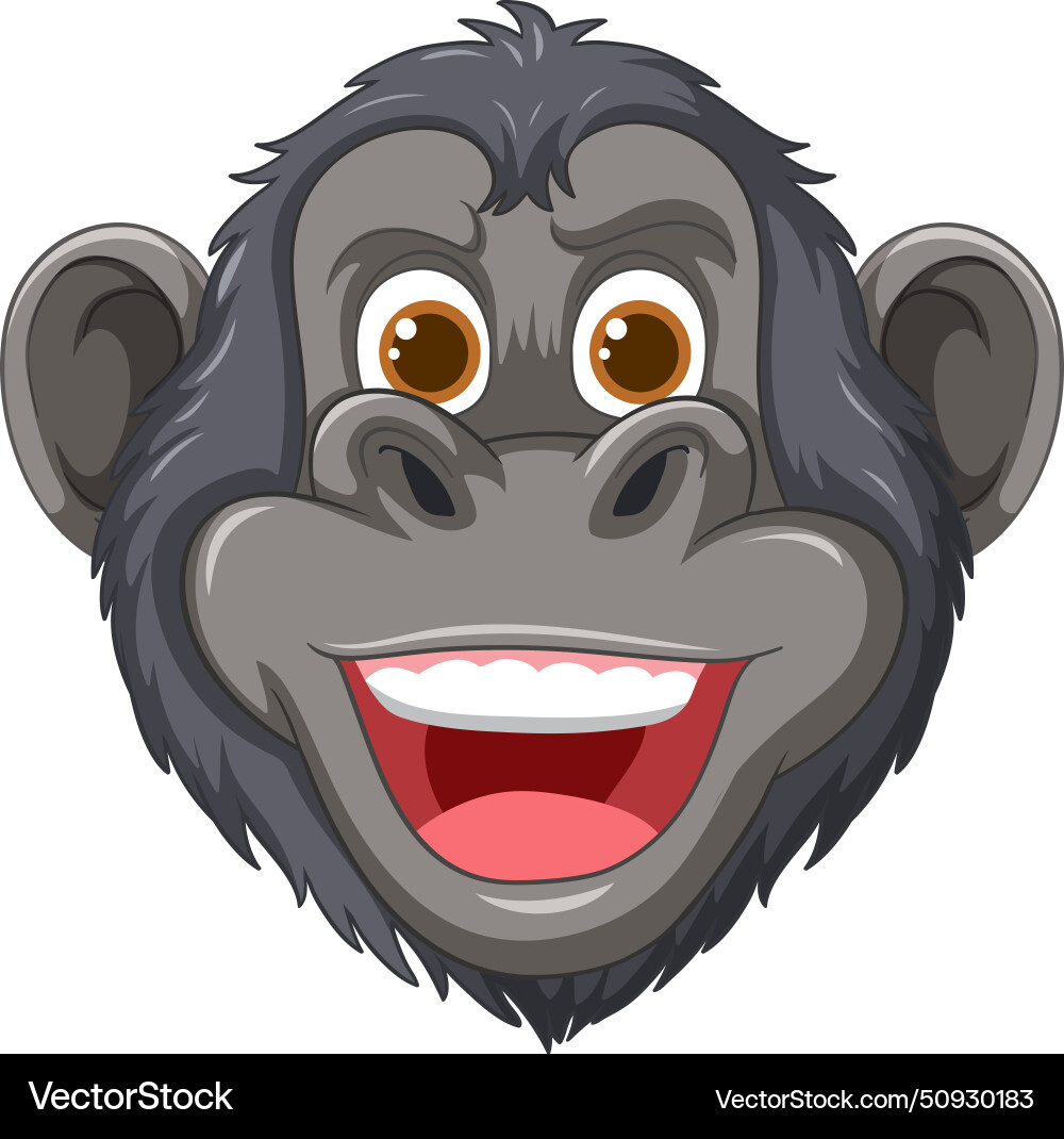 Graphic of a smiling chimpanzee face Royalty Free Vector