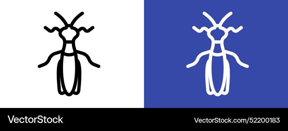 Grasshopper icon logo sign set outline Royalty Free Vector