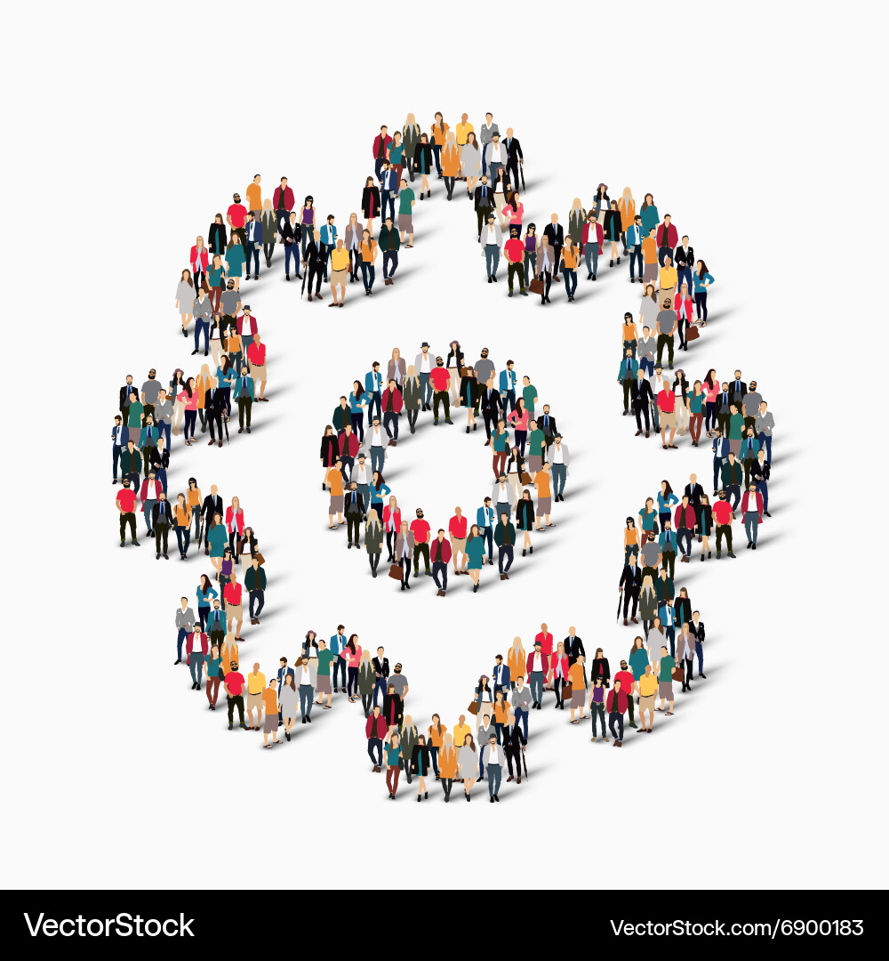 Group people shape cog gear Royalty Free Vector Image