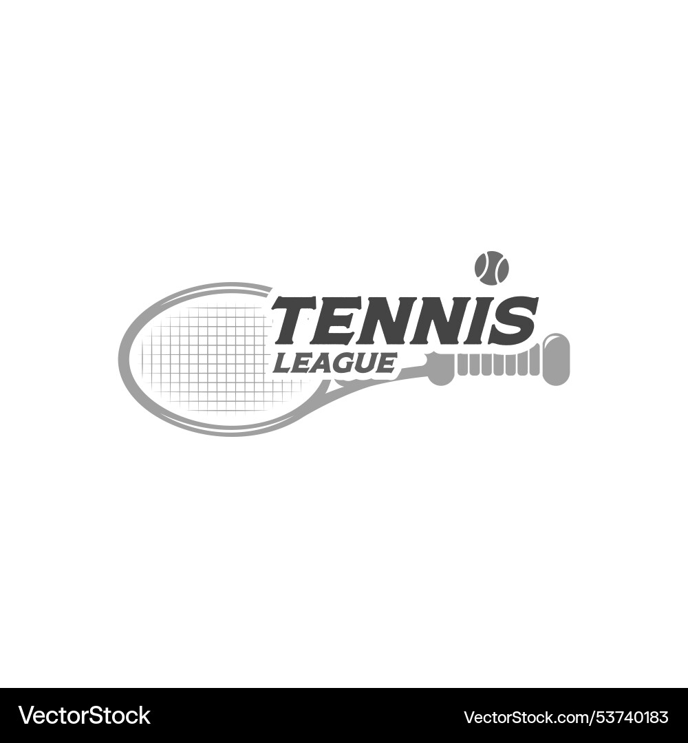 Horizontal tennis racket logo template Royalty Free Vector