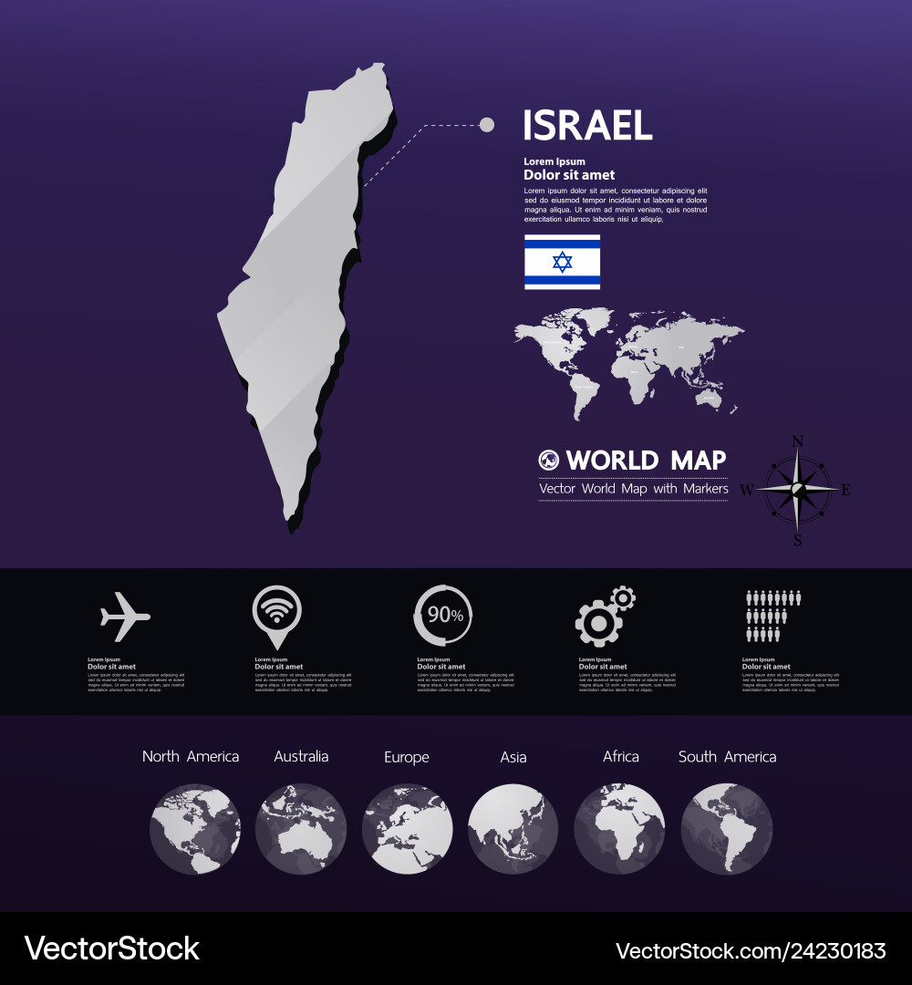 Israel map Royalty Free Vector Image - VectorStock