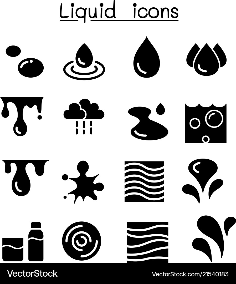 Liquid fluid water icon set Royalty Free Vector Image