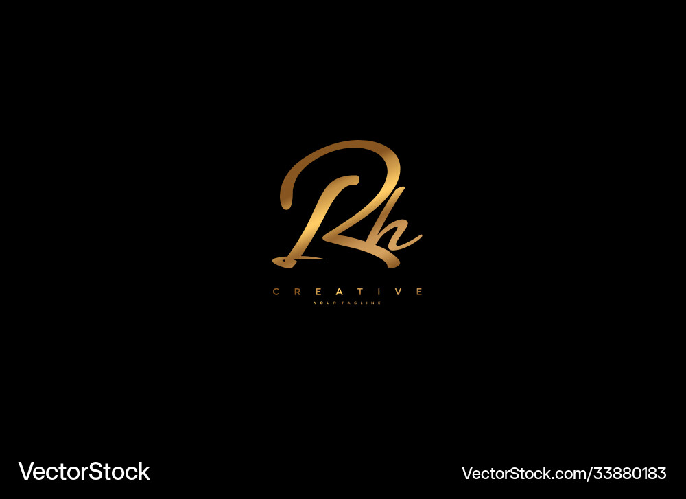 Monogram signature letter rh logotype Royalty Free Vector