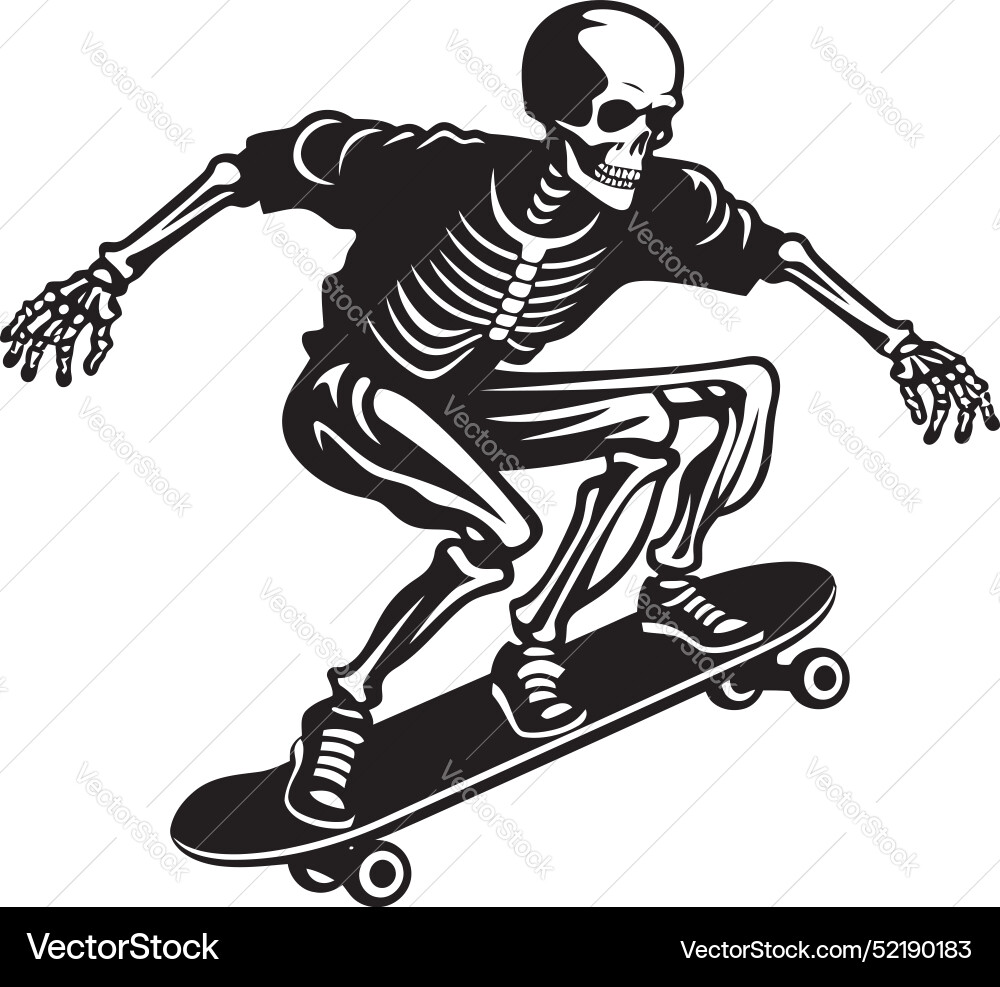 Radical remains skateboarding skeleton black icon Vector Image