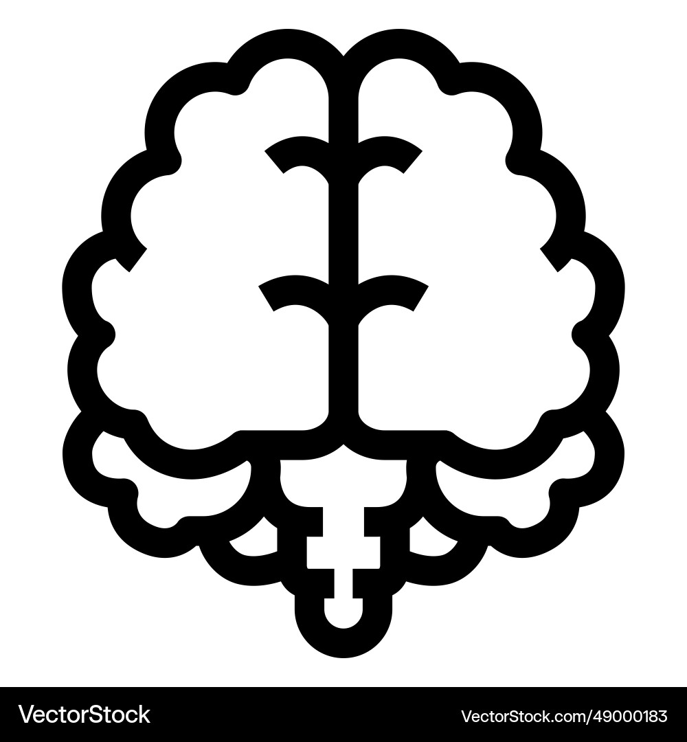Simple stroke transparent brain icon Royalty Free Vector