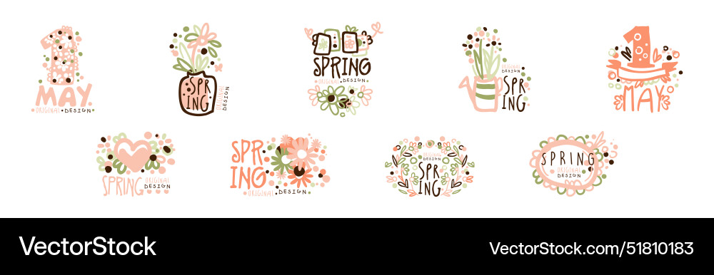 Spring label and logo original design set Vector Image
