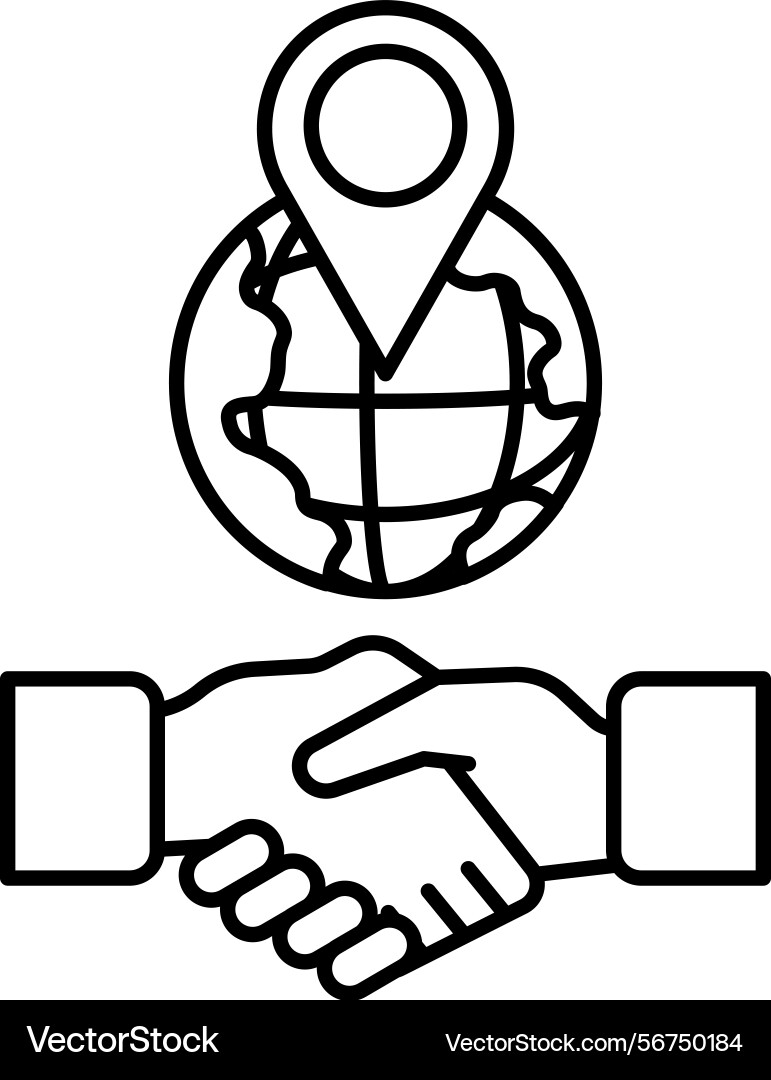 A handshake between two people with globe Vector Image