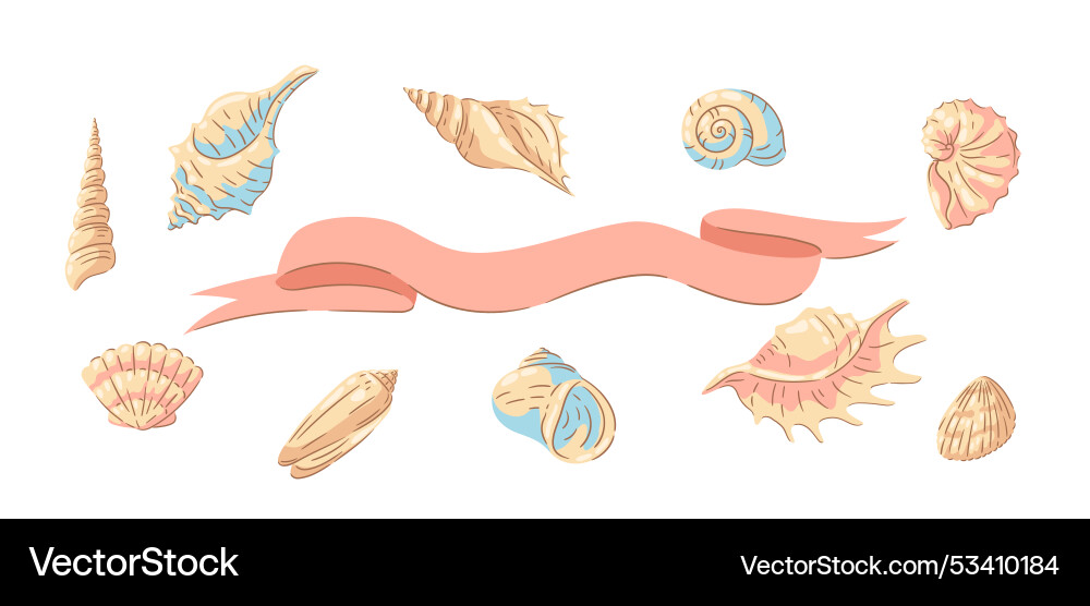 Background with seashells tropical underwater Vector Image