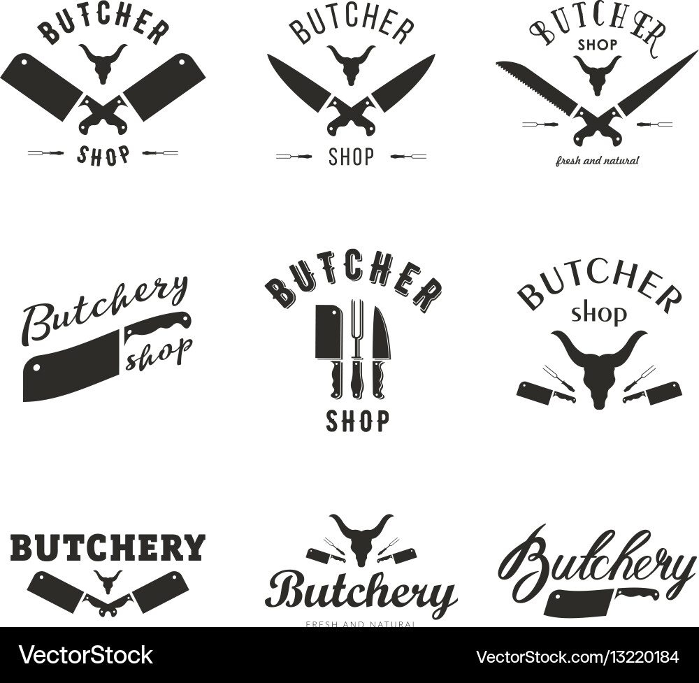 Big set of butchery logo templates Royalty Free Vector Image