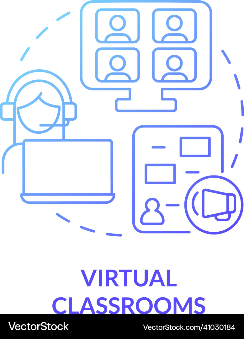 Blue Gradient Virtual Classroom Icon Royalty Free Vector