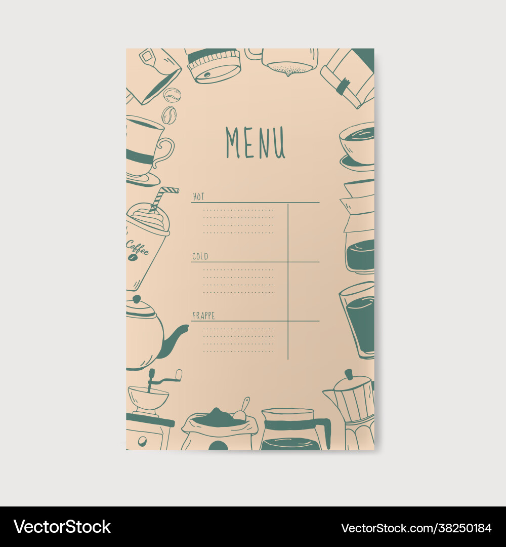Coffee shop and cafe menu Royalty Free Vector Image