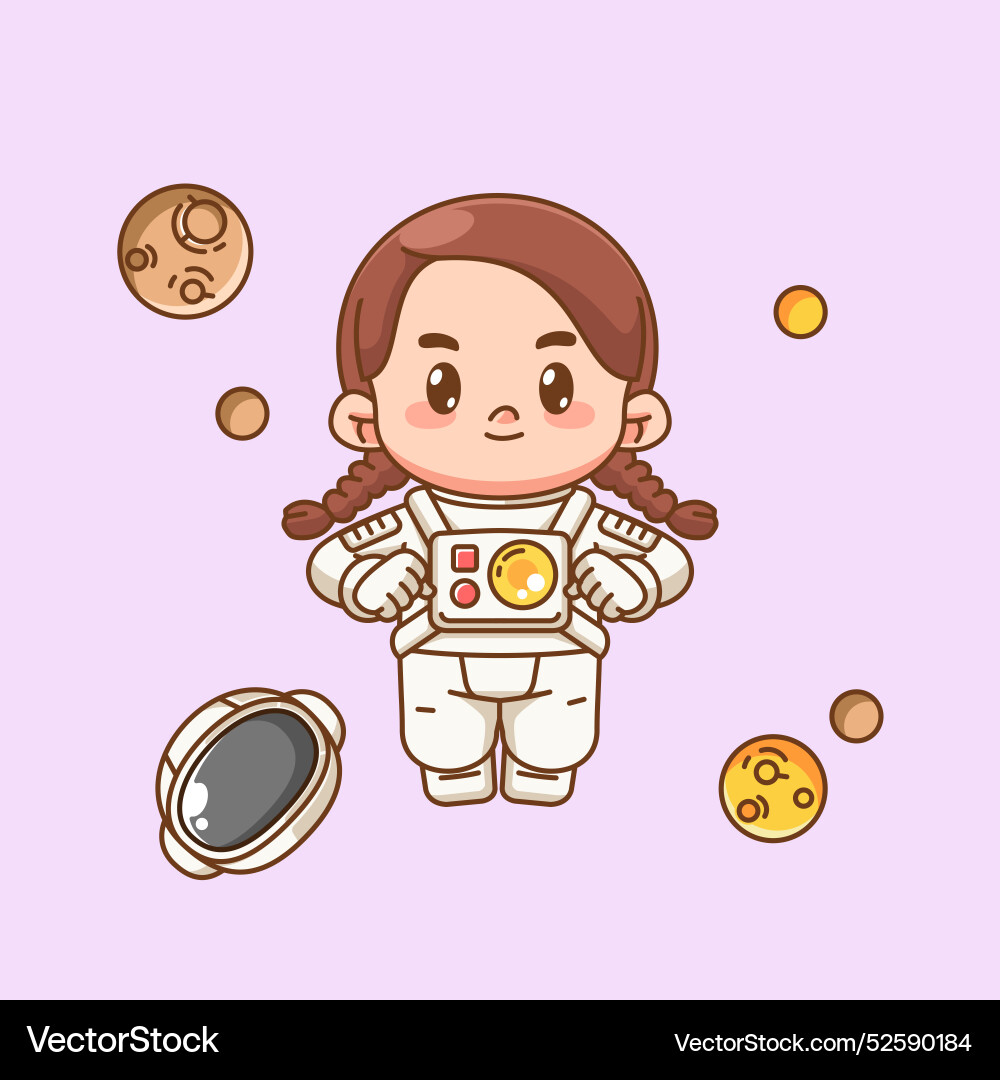 Cute girl astronaut dance in space kawaii chibi Vector Image