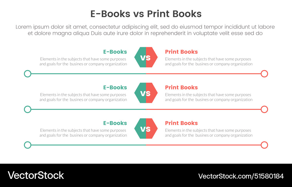 Ebook vs physical book comparison concept Vector Image